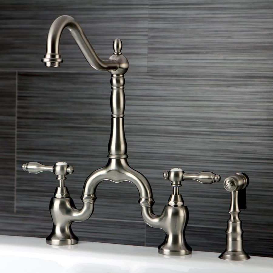 Kingston Brass KS7755TALBS Tudor Bridge Kitchen Faucet, Oil-Rubbed Bronze, 13.88 x 8.25 x 14.5