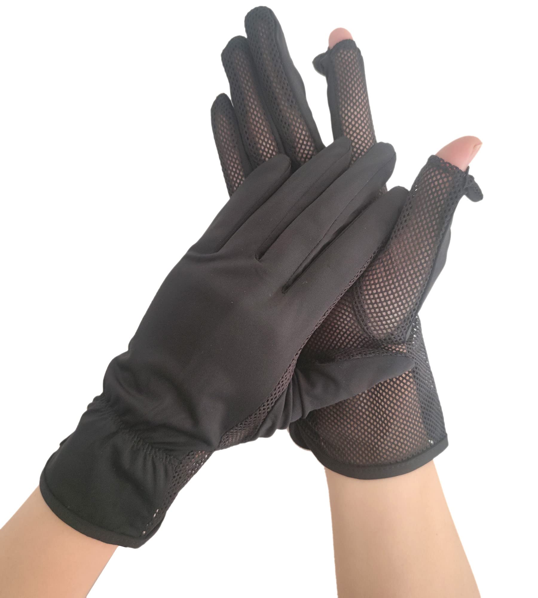 CAMSTIC Women's UPF 50+ Summer Breathable UV Protection Touch Screen Driving Gloves, Black