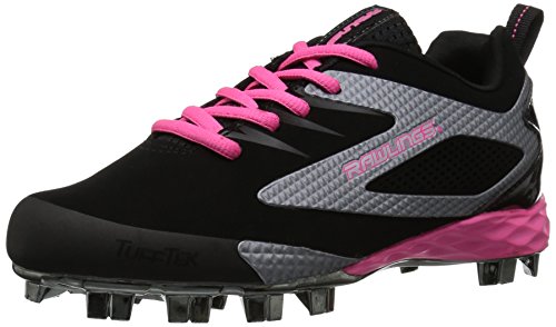 Rawlings Girl's Capture Baseball Shoe, Black/Pink, 3.0 M US Little Kid