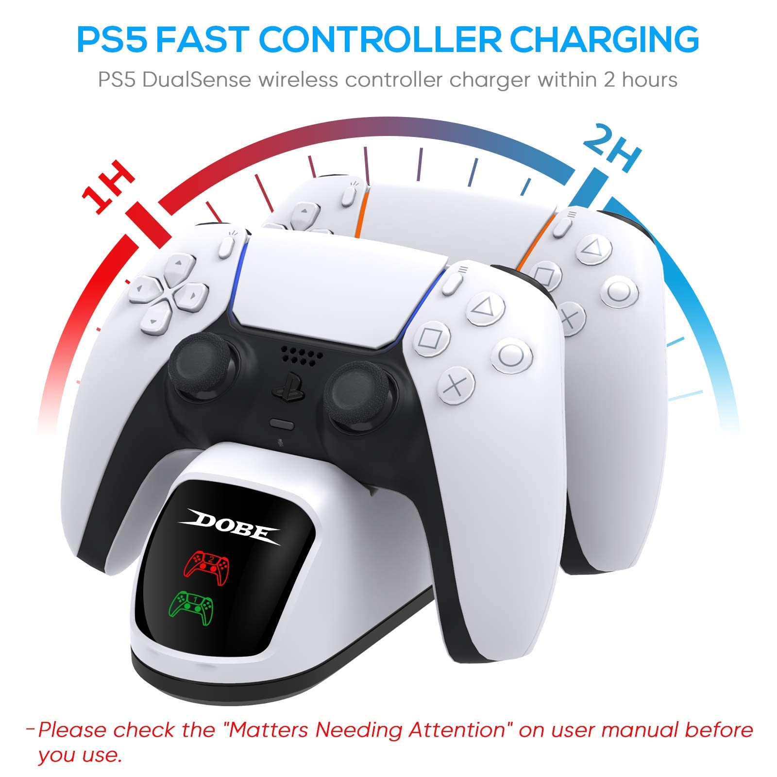 Charger for PS5 - Controllers Charging Station Compatible with Playstation 5, Dual USB Fast-Charging Stand for PS5 DualSense Controllers with LED Indicator