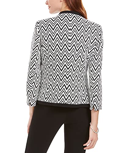 Kasper Women's Petite Zig ZAG Knit Fly Away Jacket, Black Multi, 6P