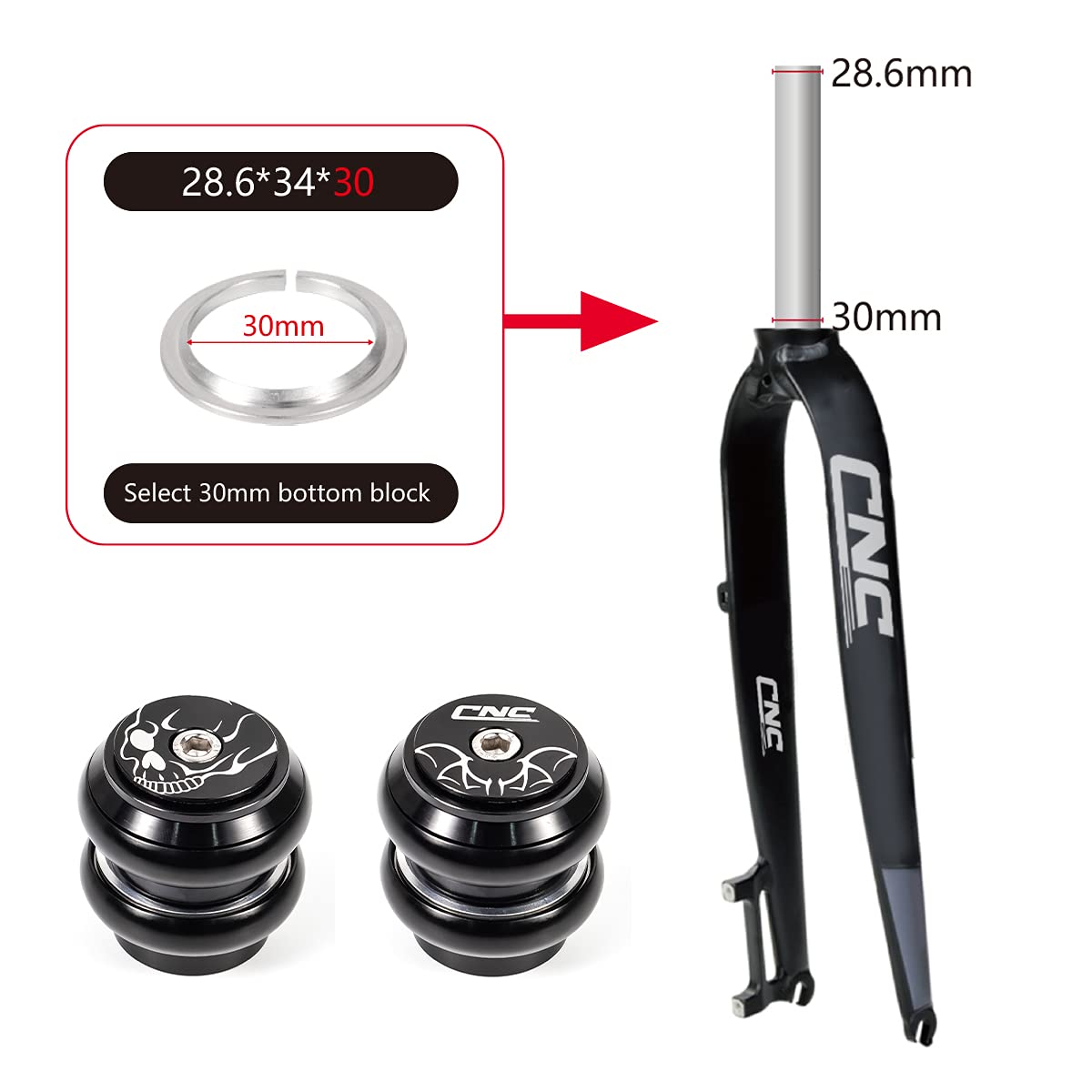 CNC Bike Headset,34mm 1-1/8" Bicycle Headset for Mountain Bike/MTB Road Bike.