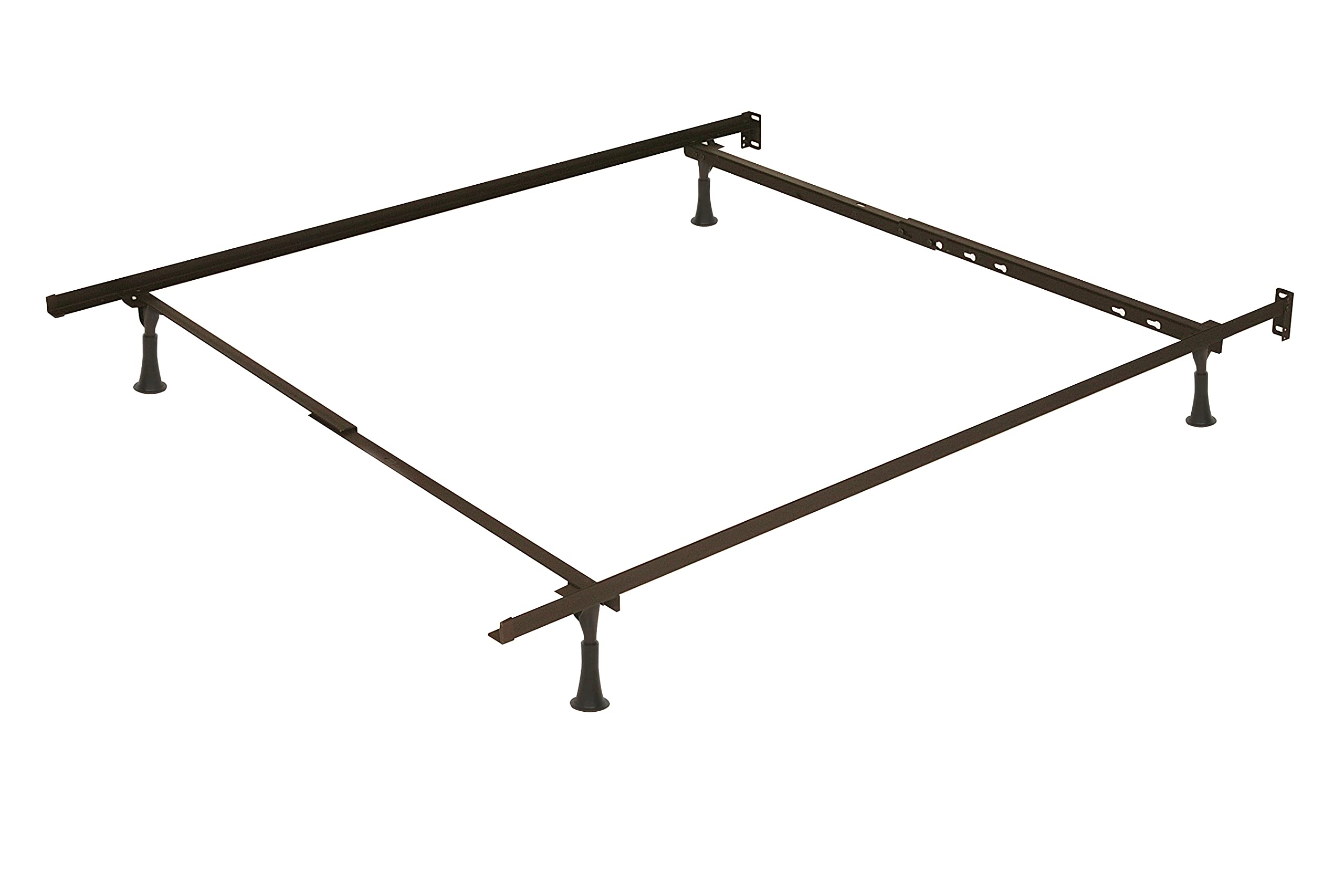 Clara Clark Adjustable Bed Base - Heavy Duty Steel Bed Frame, Metal Twin Bed Frame Expands to Full Bed Rails, Full/Queen Bed Frame - 5.25” H Bed Frame Only, Universal Headboard Brackets, Black