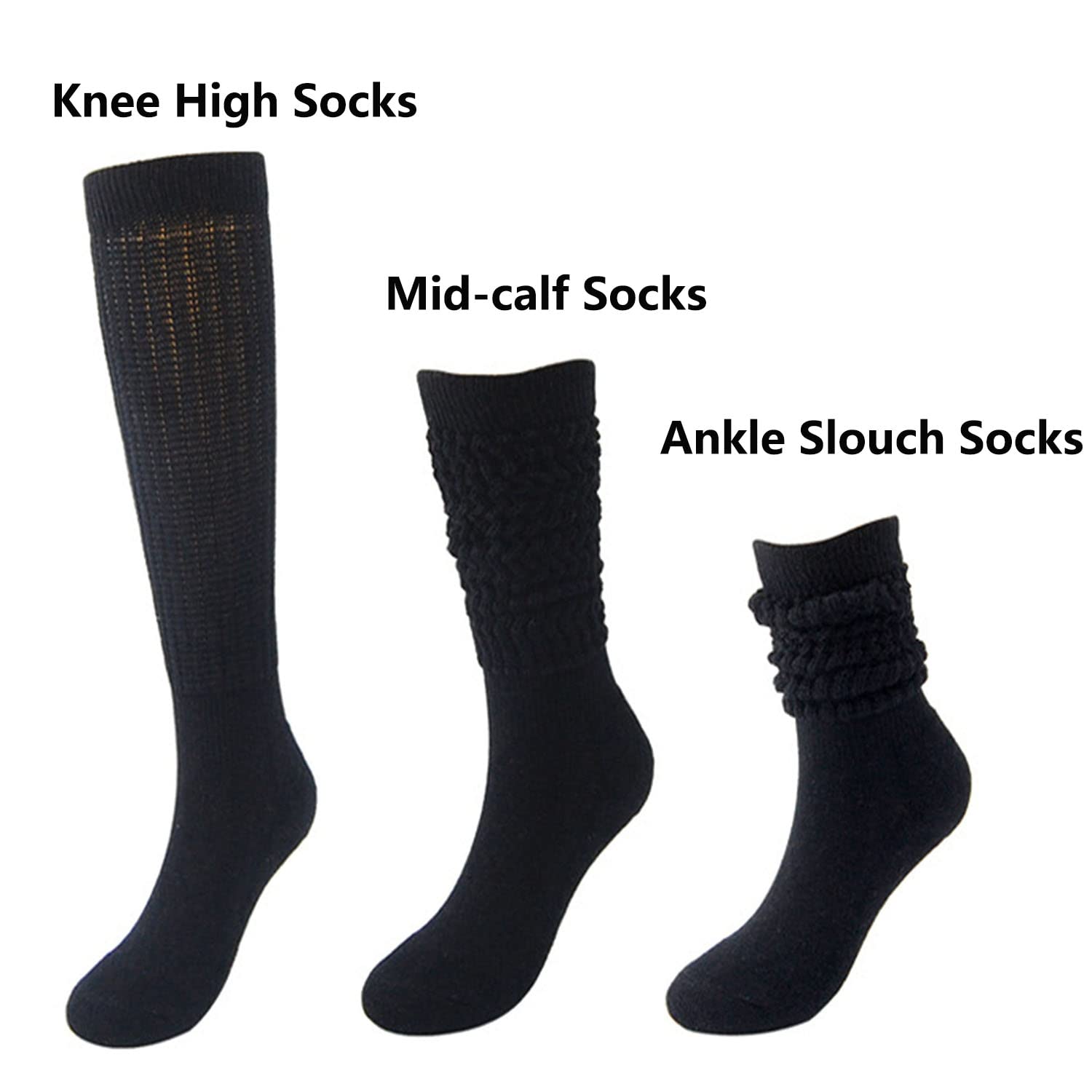 Colyltoy 2 Pair Womens Slouch Socks, Soft Stacked Scrunch Socks,Cotton Slouchy Socks for Women Size 9-11