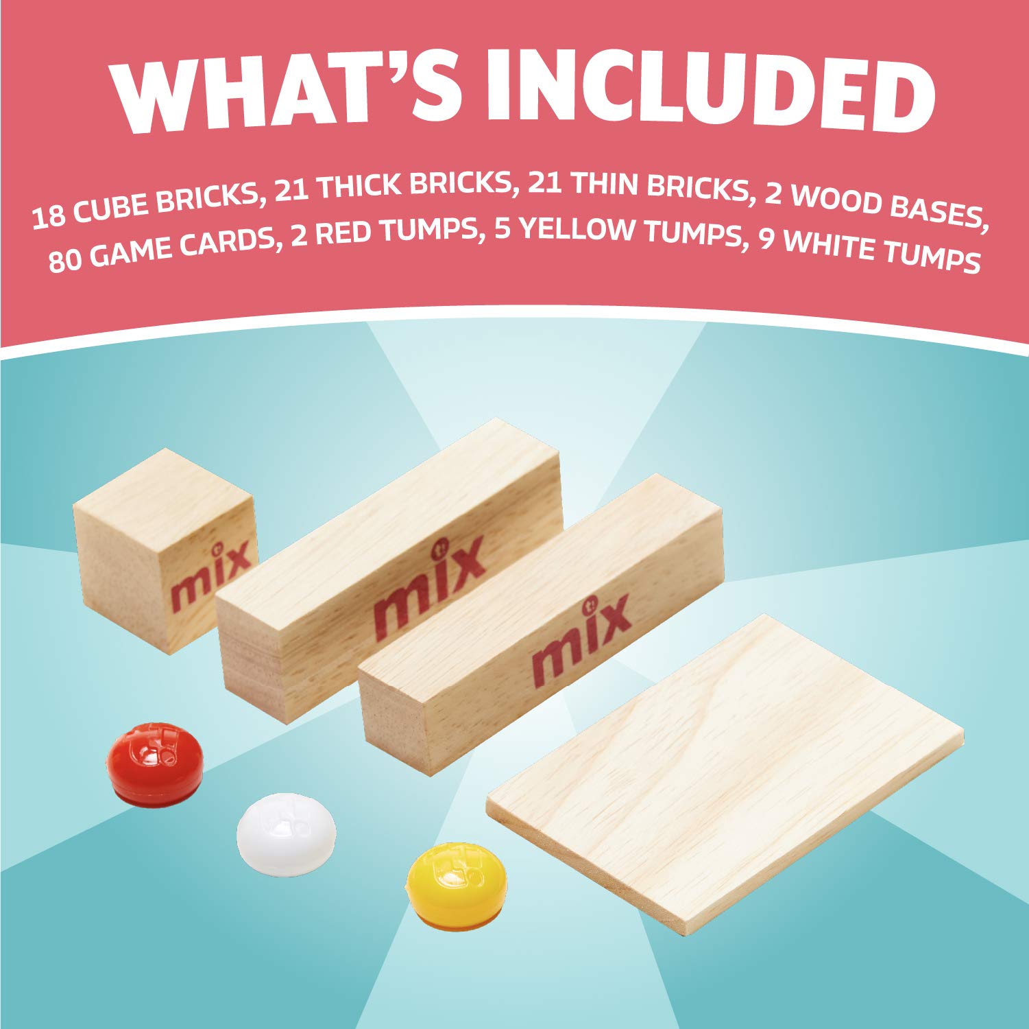 Tummple Mix - Wooden Block Stacking Tower Game β Fun Party Game & Family Board Game for Kids, Teens, & Adults β STEM Educational Game