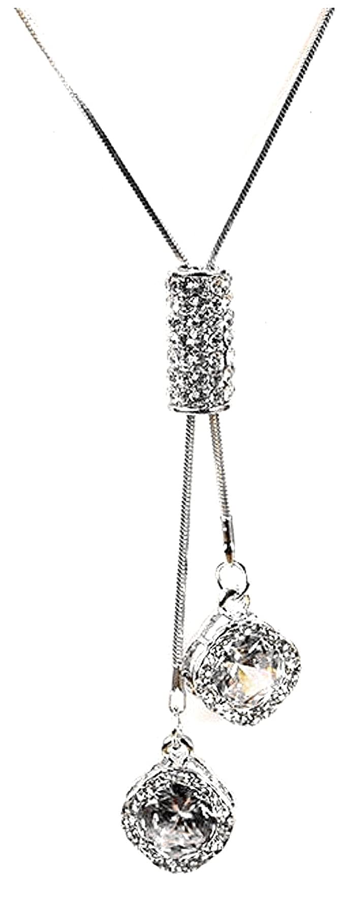 Cathercing Flower Rhinestone Pendant Long Necklace for Women Sweater Chain Statement Necklace Choker Adjustable Elegant Jewelry Accessories Dressy Collocation Winter Evening Party Wedding