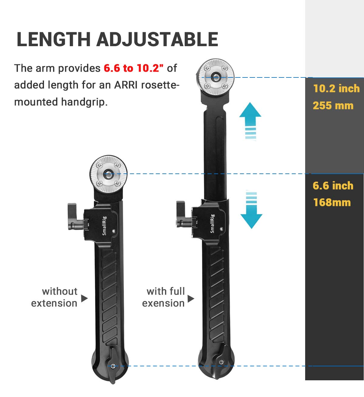 SMALLRIG Rosette Extension Arm Dogbone with Length Adjustable, M6 Rosette 31.8mm - 1870