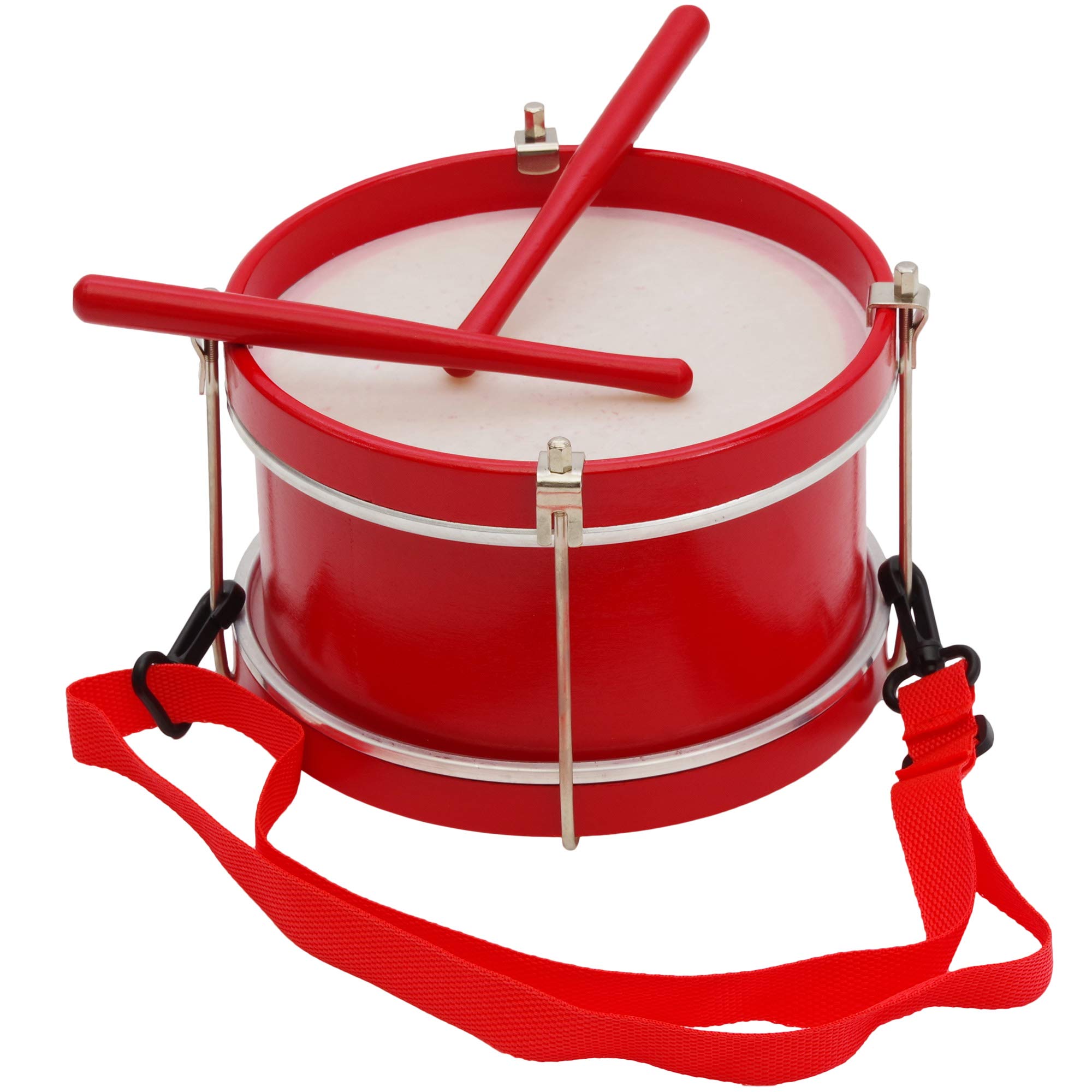 Tunable Marching Drum for Kids - Wooden Frame - Plastic Head, Wood Sticks - Adjustable Strap - 9-inch Snare Drum for Children