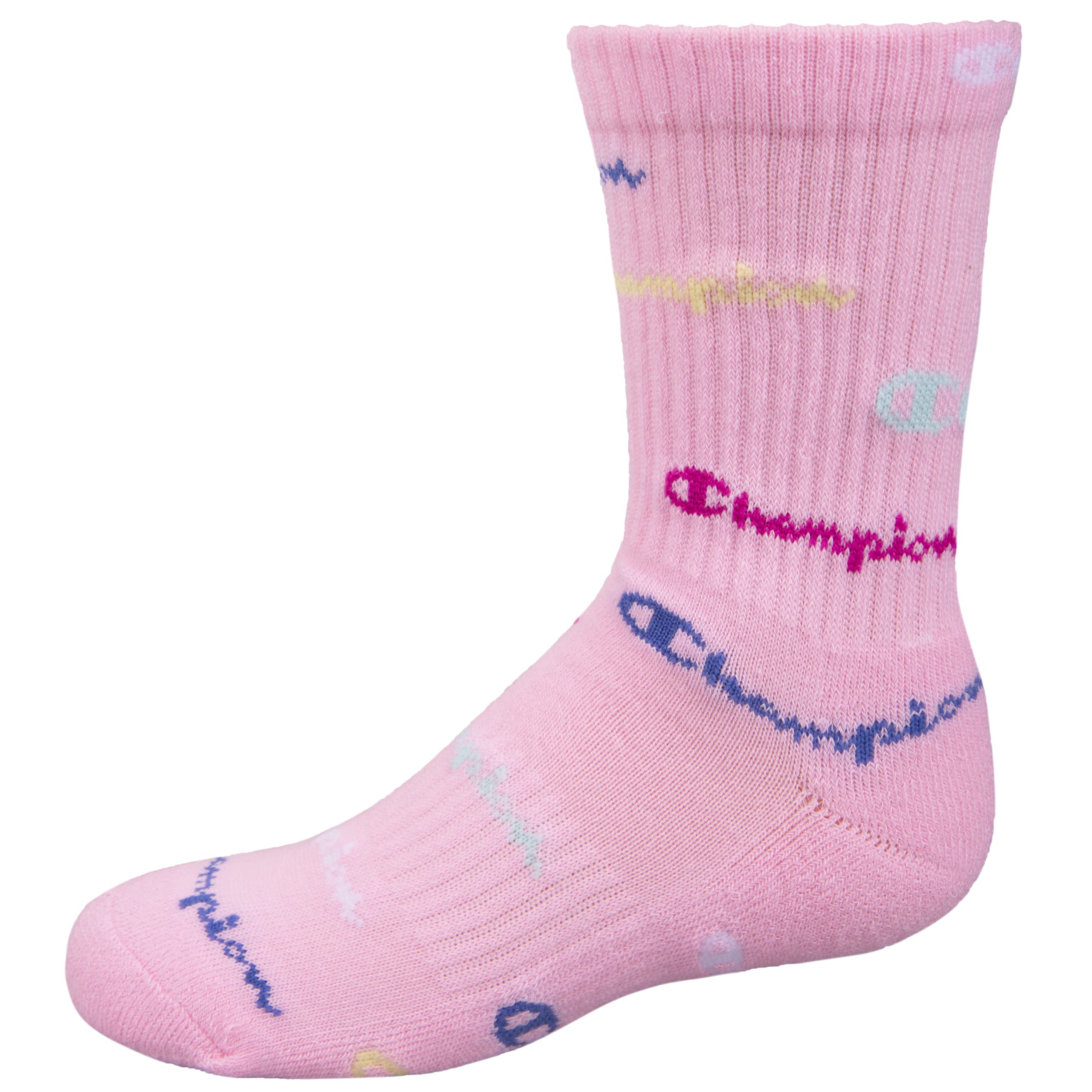 Champion unisex child Kids' Multipacks Socks, Crew Multi Script - Dark Blue, 9 7 US