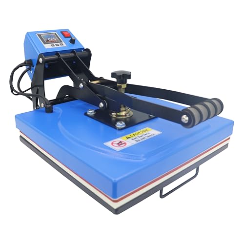 Industrial-Quality 15" x 15" Color LED Digital Sublimation Transfer Machine T-Shirt Heat Press Machine, 15" x 15", Blue