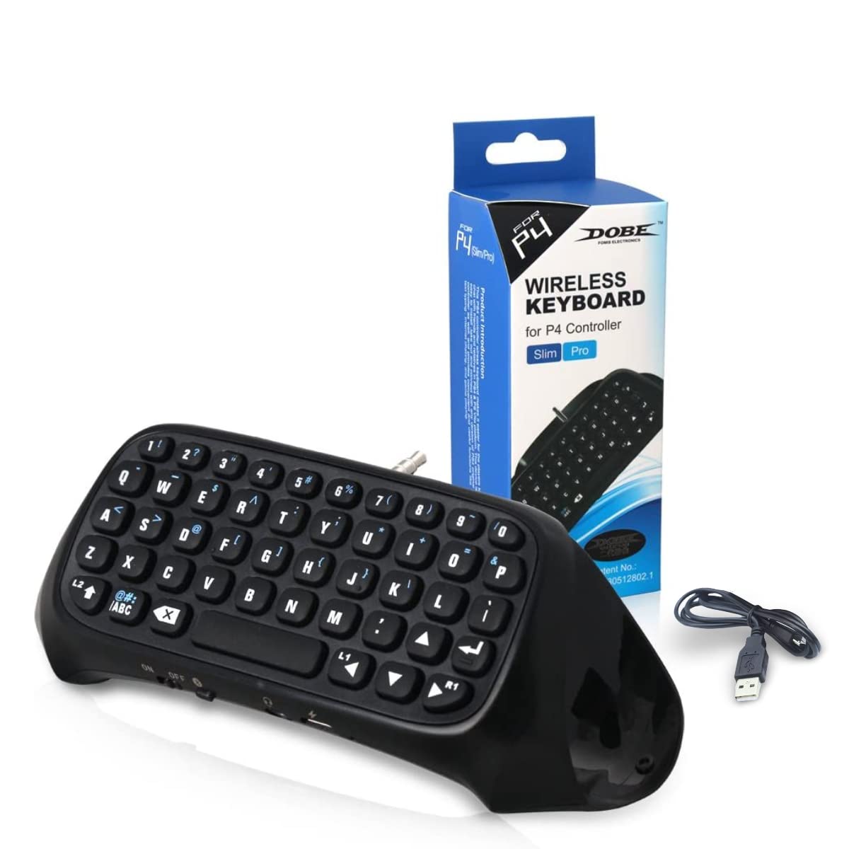 Controller Keyboard for PS4, Wireless Bluetooth Keypad Mini Chatpad Rechargeable Online Gaming Live Chat Message Gamepad Keyboard with Built-In Speaker & 3.5MM Audio Jack for Playstation 4 Dualshock