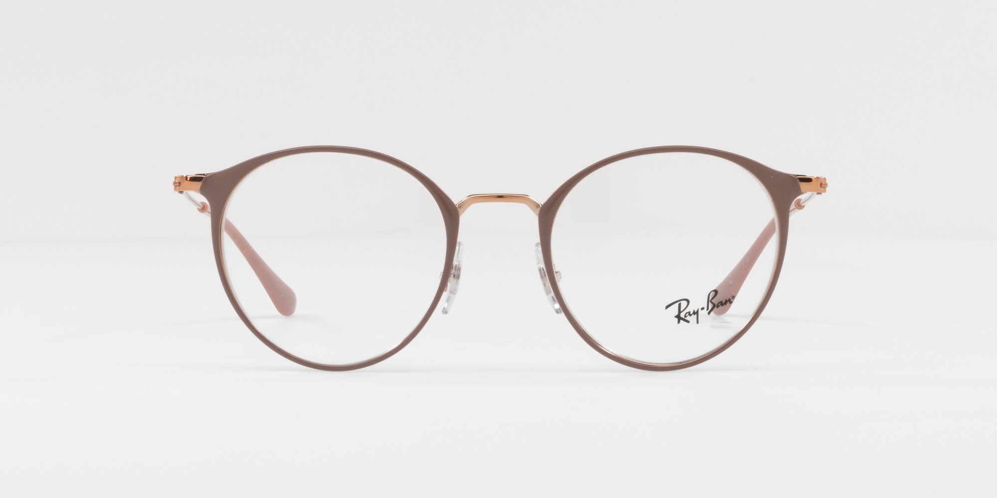 Ray-Ban Rx6378 Round Prescription Eyeglass Frames, Brown on Arista/Demo Lens, 49 mm
