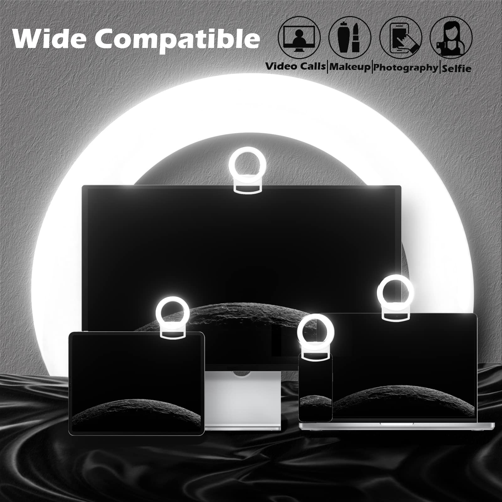 COMEBY Selfie Ring Light, Portable Ring Light with 3 Light Modes, Rechargeable Clip-on Video Conference Light, for Mobile, Laptop, Zoom Meeting, Makeup, TIK Tok