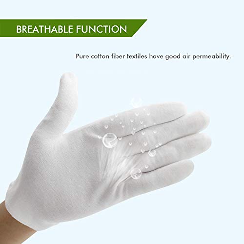GRIMSON 6Pairs Large Size White Cotton Gloves Thickened Stretchable Glove for Coin Jewelry Silver Inspection