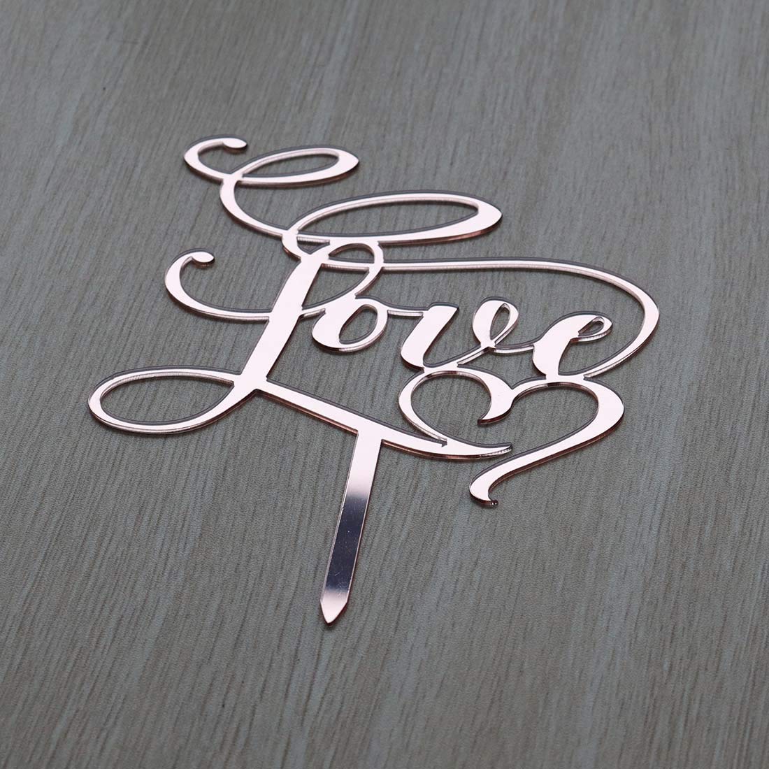 Love Cake Topper - Wedding/Engagement/Bridal Shower/Anniversary/Birthday/Bachelorette/Confession Party Decorations Supplies, Mirror Rose Gold Acrylic