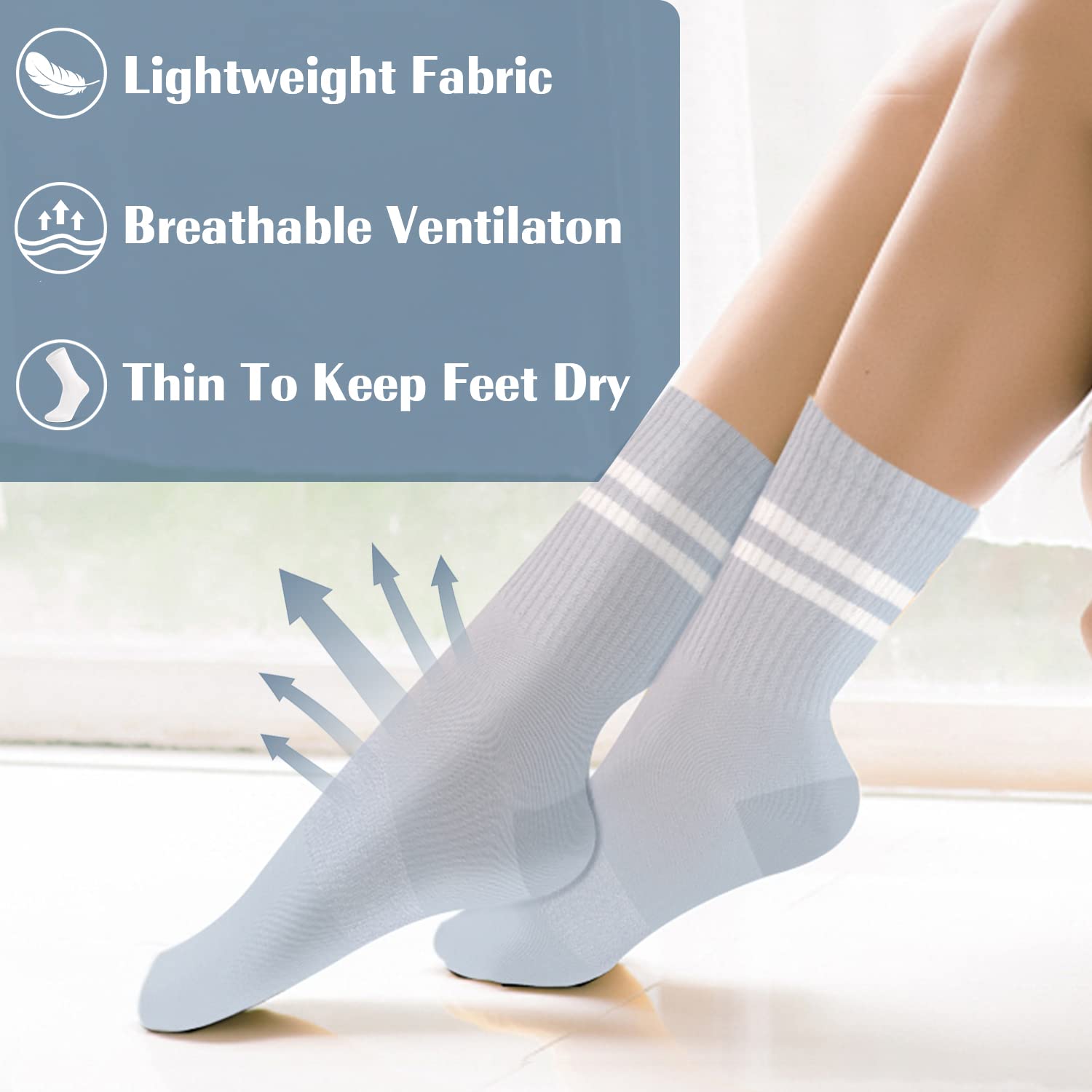 CTHH Women's Thin Cotton Socks - Soft Above Ankle Crew Socks for Casual Bootie Dress Business, 4 Pairs
