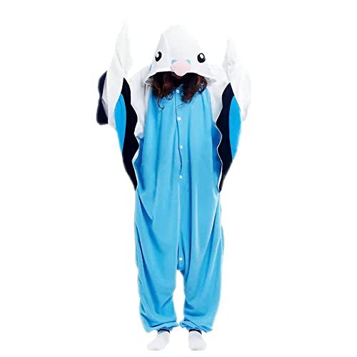seewavom Budgie Kigurumi Adult Cartoon Onesie Halloween Christmas Costumes One Piece Footed Sleepwear Homewear Blue
