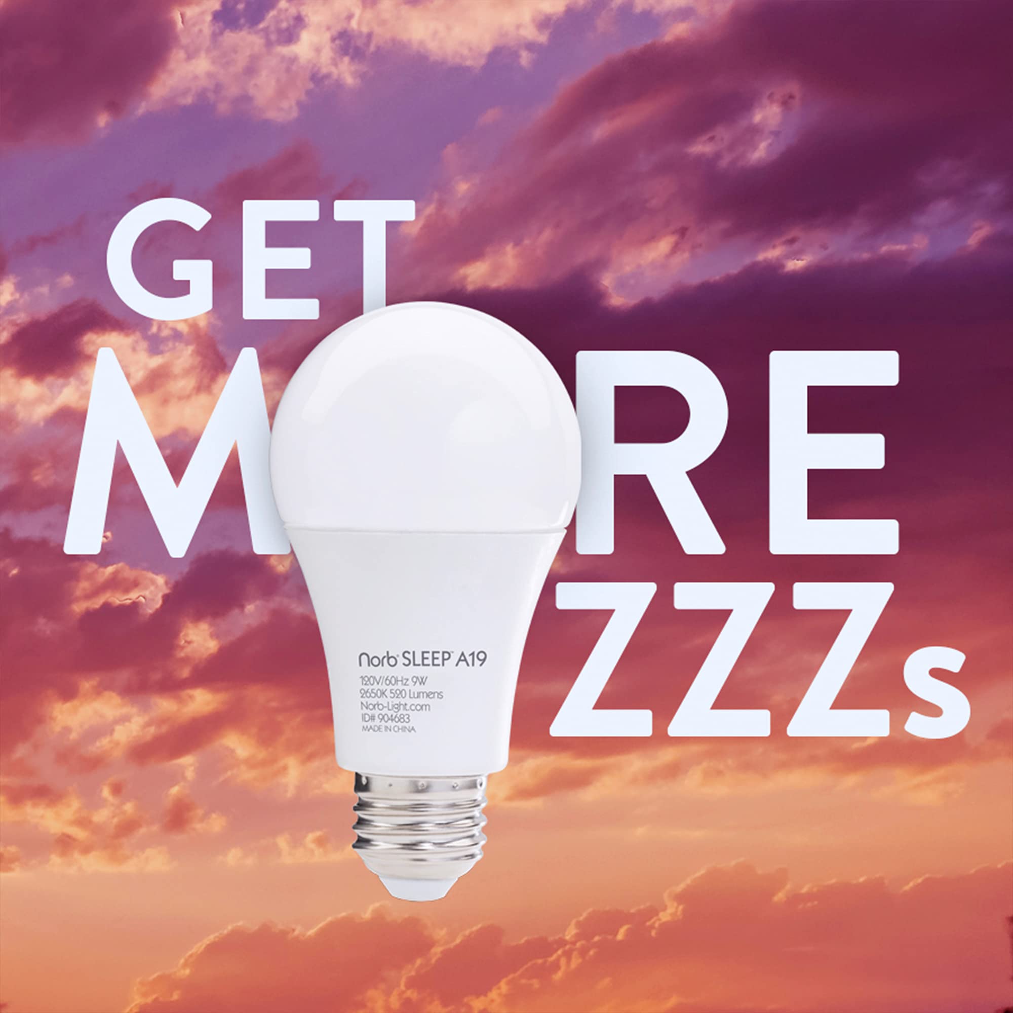 Low Blue Sleep Light Bulb - NorbSLEEP Low-Blue Light Bulb for Bedtime, Evening and Night, for Restful, Healthy Sleep for All Ages (Baby, Children, Adults), Produces Natural Melotonin (6W 1-Pack)