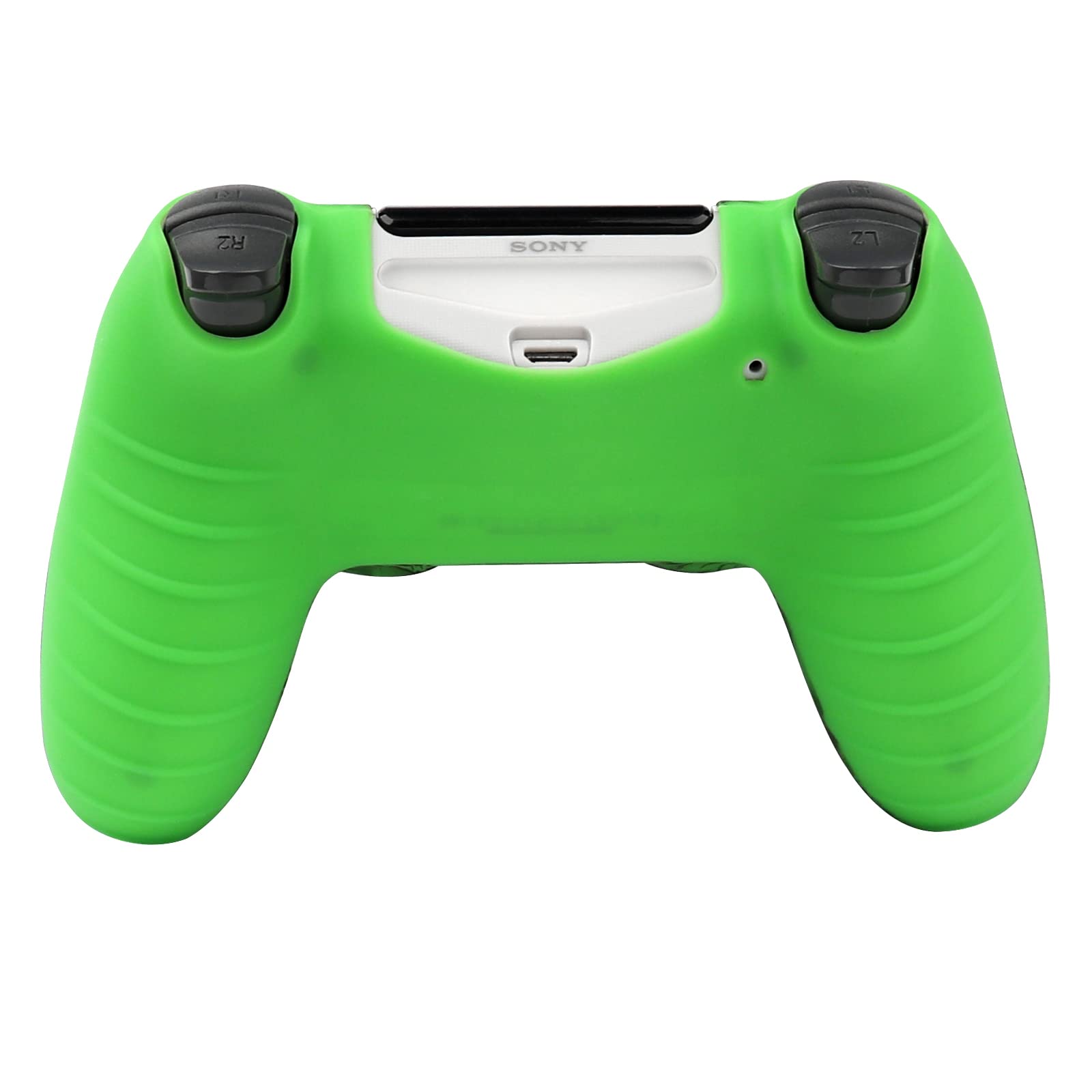 Controller Silicone Cover Laser Wolf Skin Protective Case for PS4/slim/PS4 Pro Dualshock 4 Controller.(Black Pro Thumb Grip x 8,Cat + Skull Cap Cover Grip x 2).