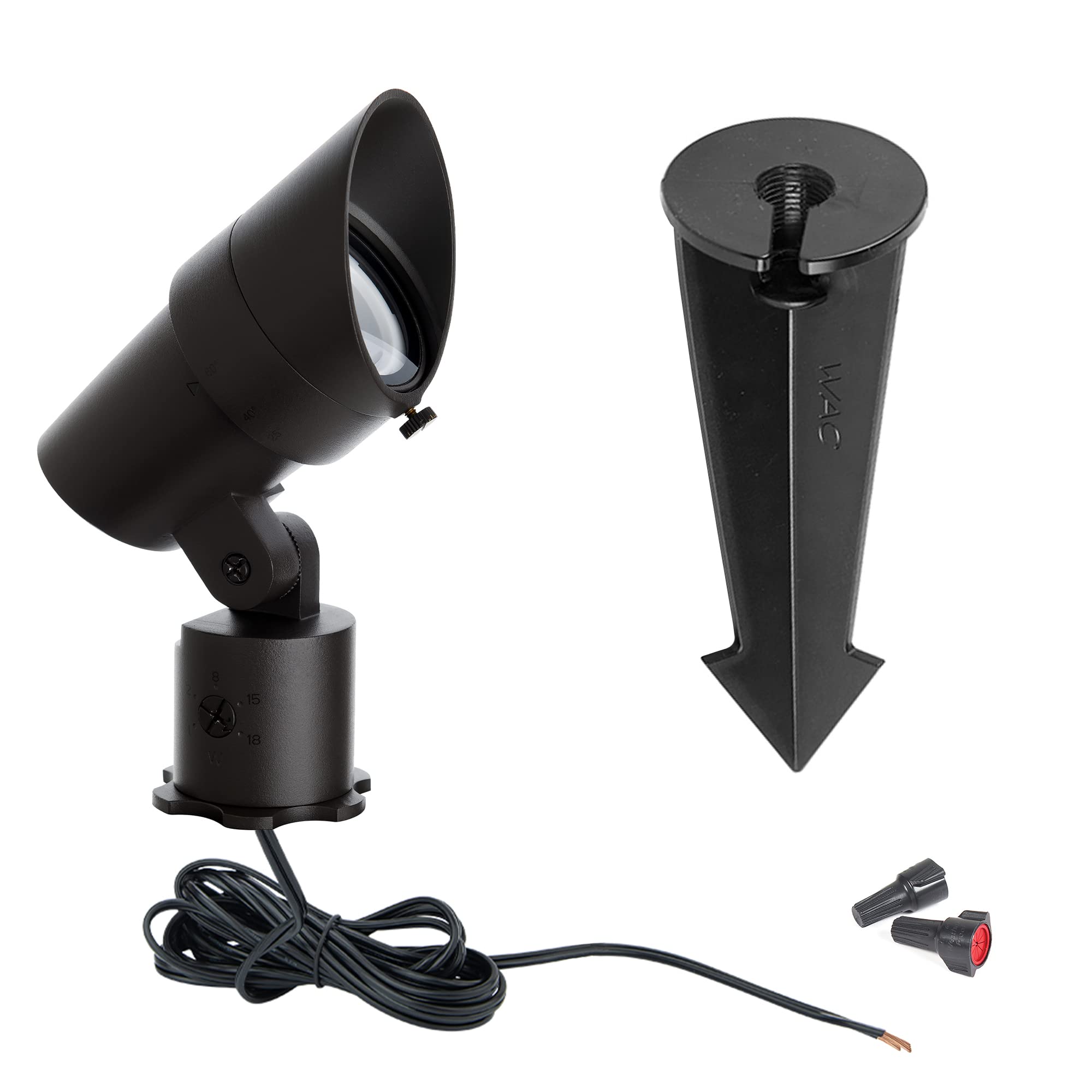 WAC Landscape Lighting, LED 12V Medium Size Accent Light with Adjustable Beam Angle and Integral Brightness Control 50-1300 Lumens 3000K Warm White Built-in LED in Black