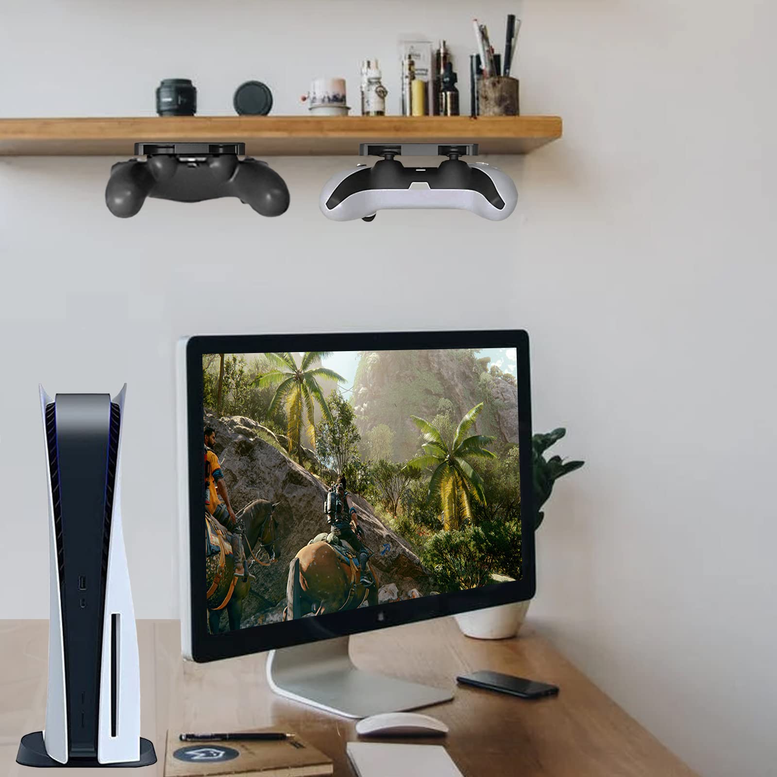 Controller Stand for PS4 PS5 Controller Holder Under Desk for Playstation 4&5 Controller Stand Under Table and Desk Organize Controller Mount
