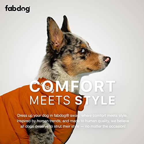 fabdog Dog Puffer Coat - Reversible Pack N Go Dog Coats for All Breeds - Comfy & Colorful Dog Jackets are Ideal Gifts - Clothes Fit Necks 8" | Yellow/Grey