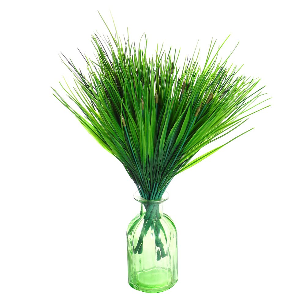 YDSIII 20Pcs Artificial Outdoor Plants,Fake Plants Wheat Grass Greenery Shrubs UV Resistant Faux Plastic Plants Outdoor Window Box Verandah Hanging Planter Home Garde Window Box Décor (Grass)