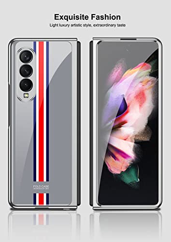 SHIEID Samsung Z Fold 3 Case with Screen Protector, Z Fold 3 Case Ligth Luxury Customization Tempered Glass Phone Case Protective Cover for Samsung Galaxy Z Fold 3 5G, Mechanic