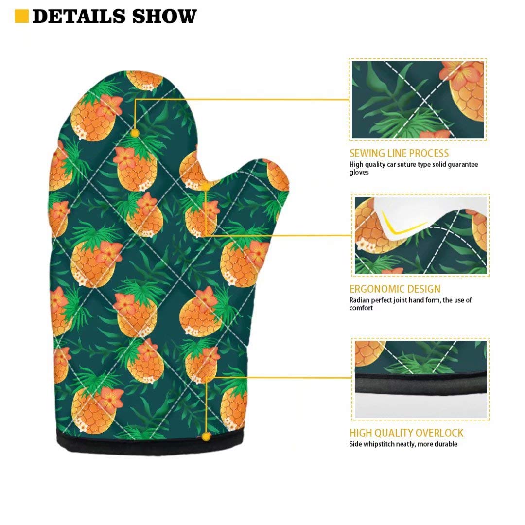 Dellukee Fox Print Oven Mitts Premium Heat Resistant Kitchen Microwave Gloves Cotton Oven Mitt and Pot Holder Set for Baking Cooking Grilling BBQ