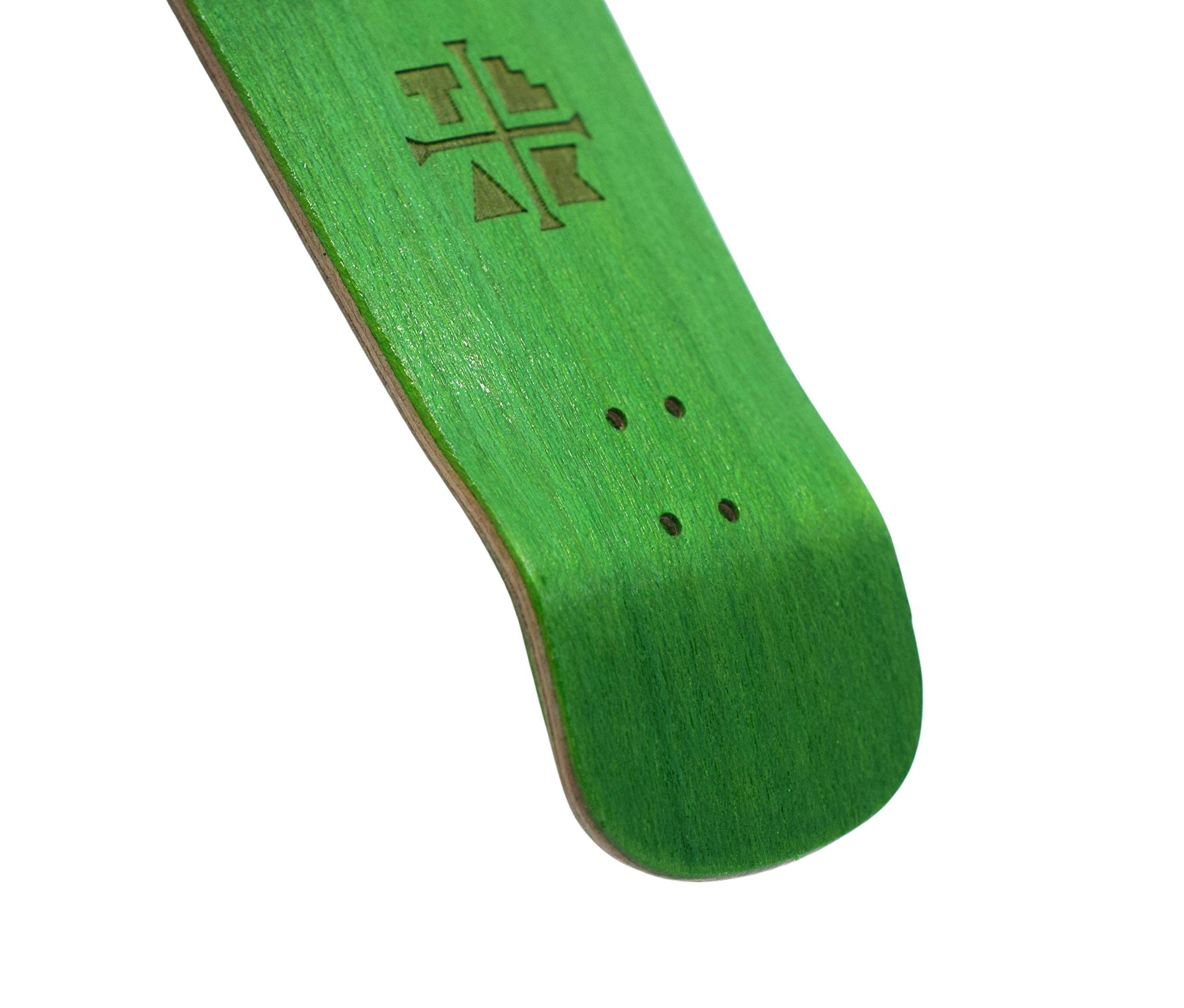 Teak Tuning Wooden Fingerboard Carlsbad Cruiser Deck, Ghillie Green - 34mm x 100mm - Handmade, Pro Shape & Size - Five Plies Wood Veneer - Includes Prolific Foam Tape
