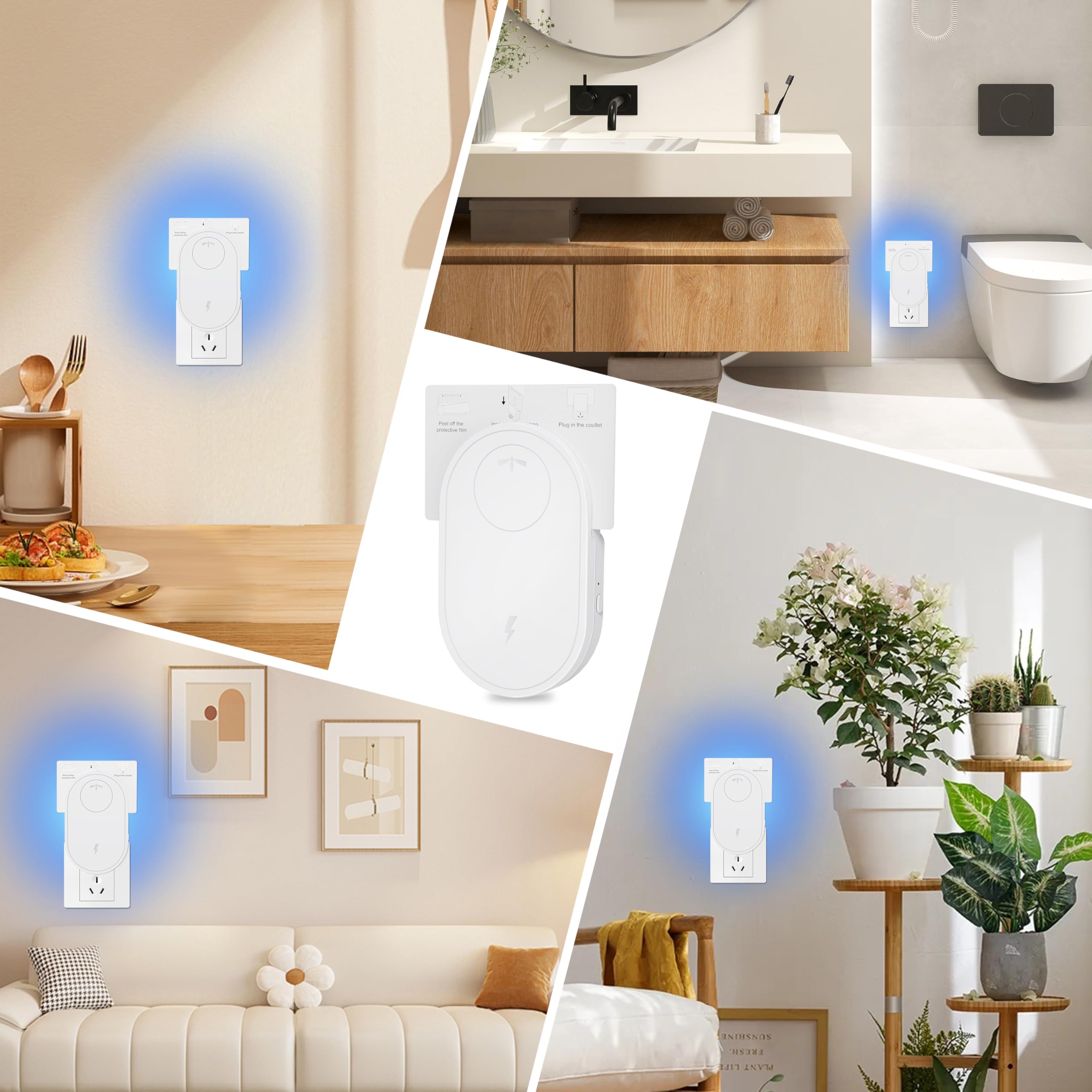 Fly Trap Indoor, Fruit Fly Traps for Indoors with Night Light and UV Light, Plug-in Flying Insect Trap for Mosquito, Flies, Fruit Flies, Gnats, Moths with 4 Sticky Traps (2 Device + 12 Glue Cards)