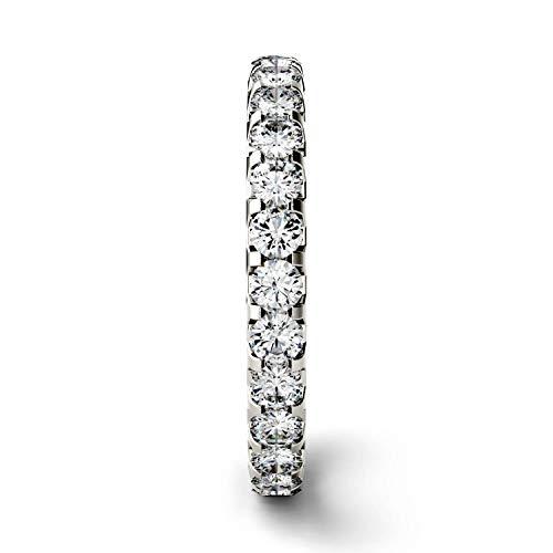 Charles & Colvard Forever One 2.2mm Round Cut Moissanite Eternity Band for Women | 1 cttw DEW | Lab Grown | Solid 14K White Gold with Rhodium | Size 6