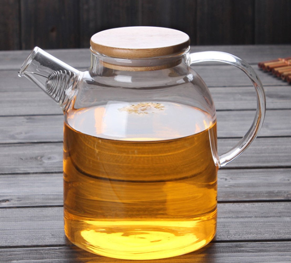 Emoyi 60 ounce Glass Kettle - Pitcher - Heat Resistant Borosilicate Glass - Stove-top Safe Teapot Carafe