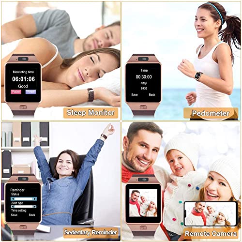 Padgene DZ09 Bluetooth Smartwatch,Touchscreen Wrist Smart Phone Watch Sports Fitness Tracker with SIM SD Card Slot Camera Pedometer Compatible with iOS Android for Kids Men Women