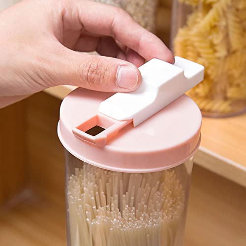 EMPYRI Kitchen storage box storage jar sealed storage noodle kitchen hanging noodle storage box round pasta storage bucket pink
