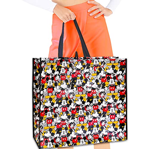 Mickey Mouse Tote Bag Set - Bundle with Extra Large Mickey Tote for Women and Kids Plus Mickey Stickers and Bookmark | Mickey Grocery Bag