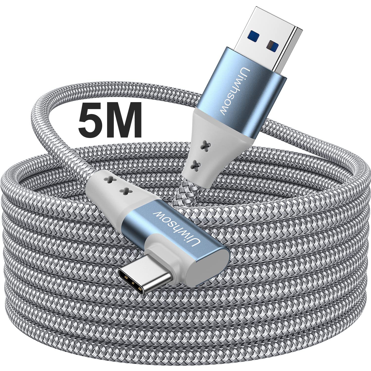 Uiwhsow Link Cable 13ft/4m, USB3.0 A to USB Type C Cable 90 Degree 5Gbps Fast Data Transfer USB C Charging Cable