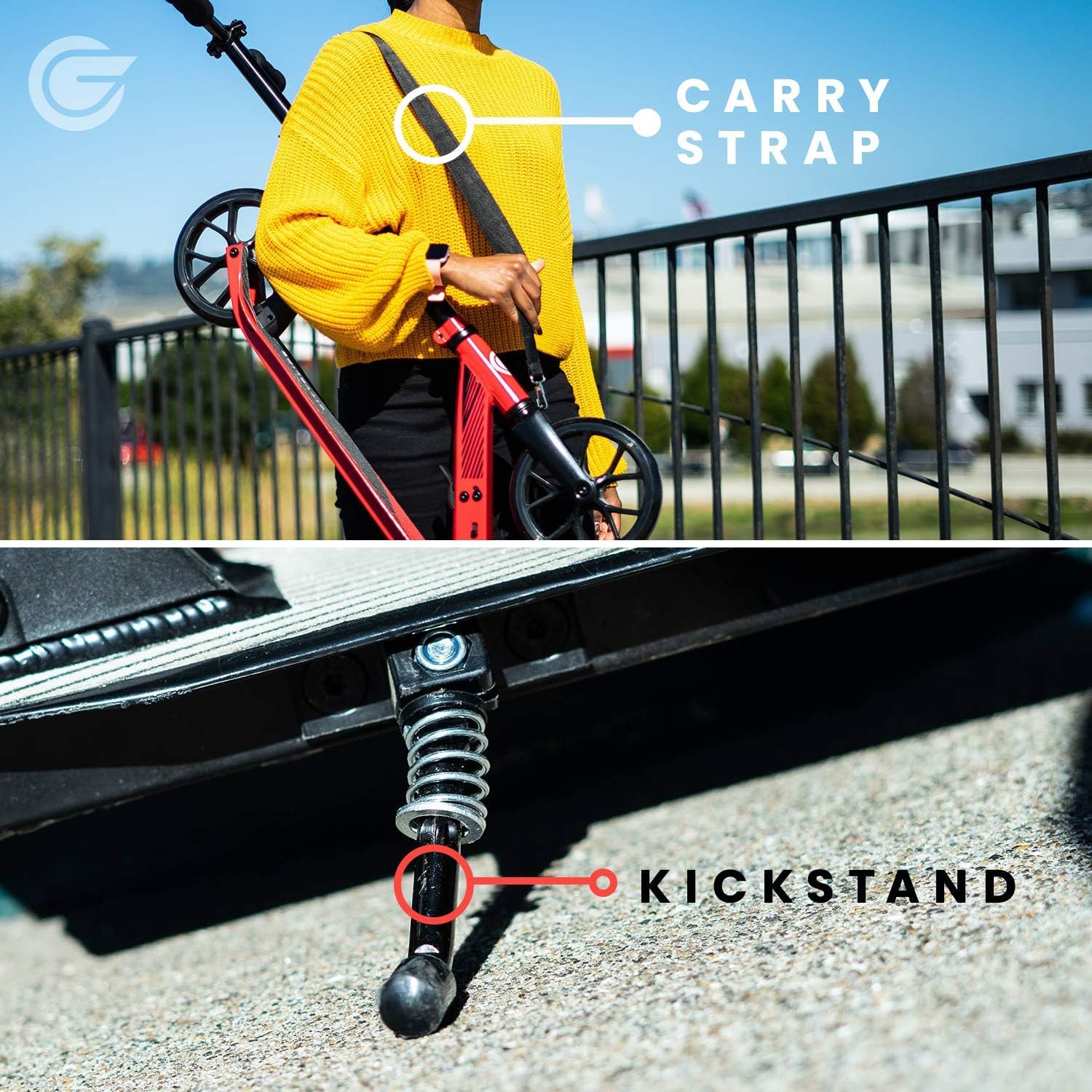 CITYGLIDE C200 Scooter for Adults -Foldable, Lightweight, Adjustable Adult Scooter 220lbs Capacity - Kick Scooters for Adults with Carry Strap and Kickstand (Black)