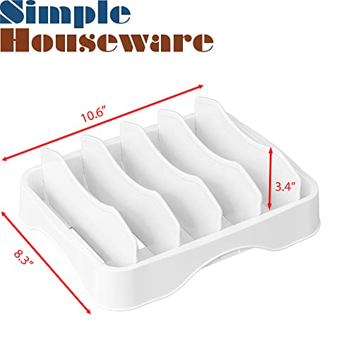 Simple Houseware Food Container Lid Organizer, Adjustable Dividers Lids Storage, 10''x8'', White