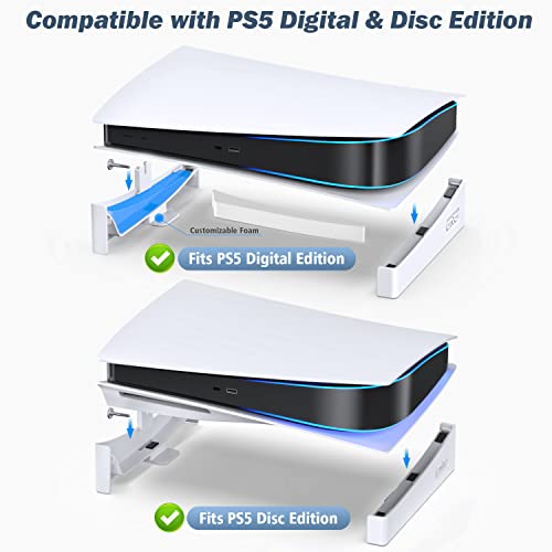 OIVO PS5 Horizontal Stand, PS5 Accessories Base Stand Compatible with Playstation 5 Console Disc & Digital Editions, Upgraded PS5 Desk Stand with Screw Fixing (White)
