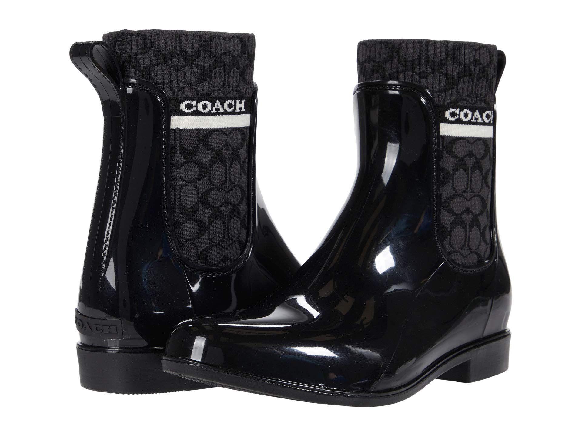 Coach Rivington Rain Bootie Black Rubber 8 B (M)