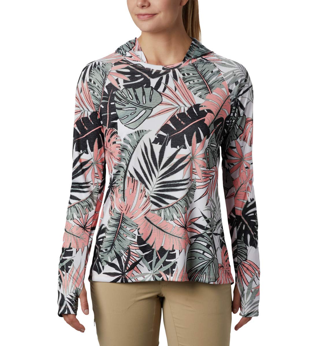 Columbia Women's Super Tidal Tee Hoodie, Tiki Pink Tropical Print, Large