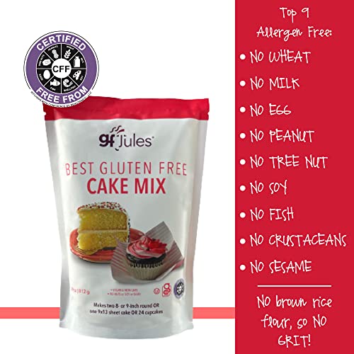 gfJules Certified Gluten Free Cake Baking Mix | Perfect for Cupcakes | No Grit, Non-GMO, Vegan, Kosher & Top 9 Allergen Free | Baking Alternative to Regular Cake Mixes | 29 Ounces