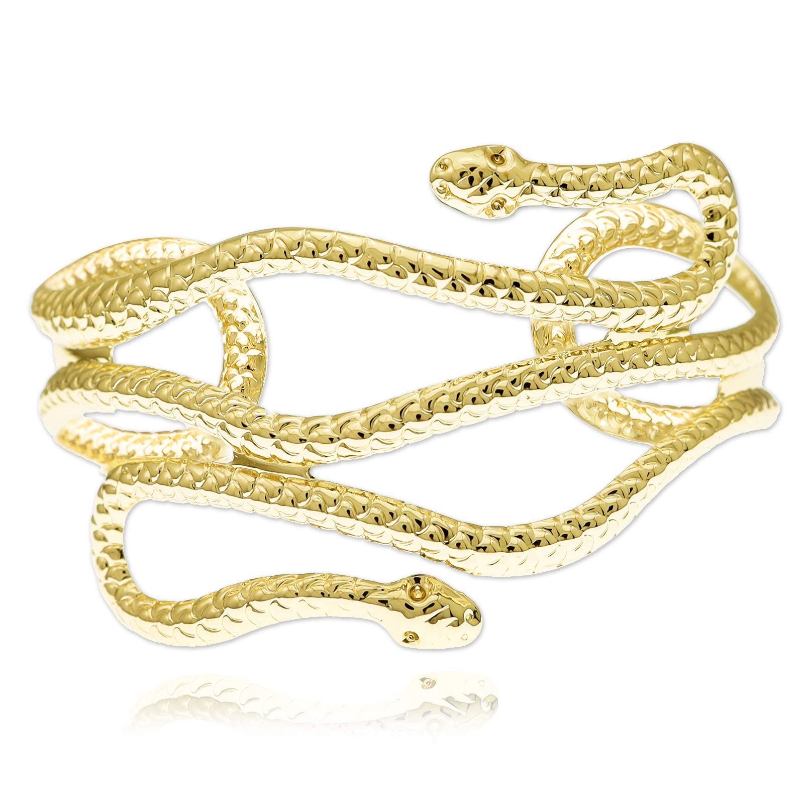 RechicGu Gold Chic Egypt Cleopatra Swirl Snake Arm Cuff Armlet Armband Open Bangle Bracelet