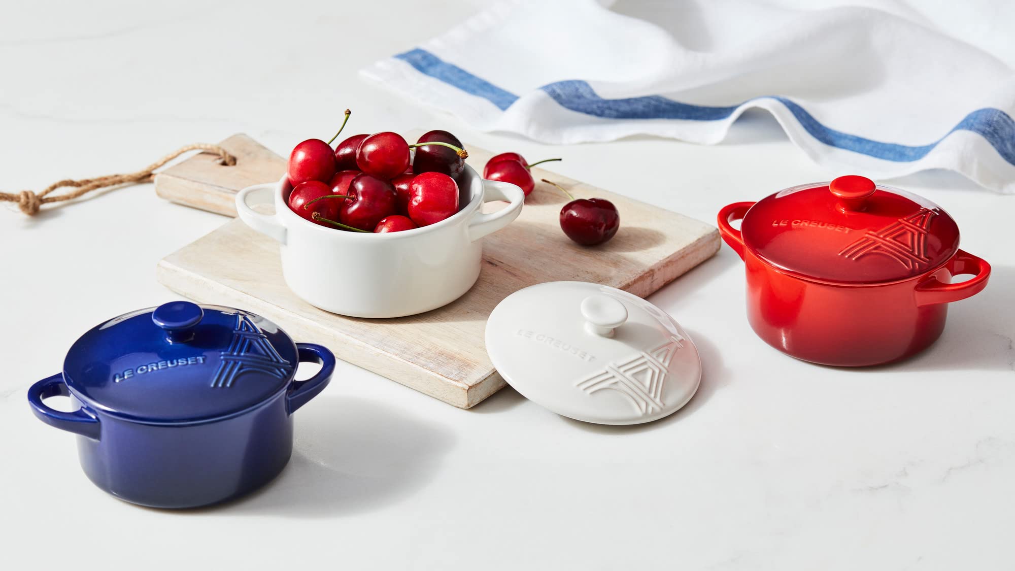 Eiffel Tower Stoneware Mini Cocotte - Indigo