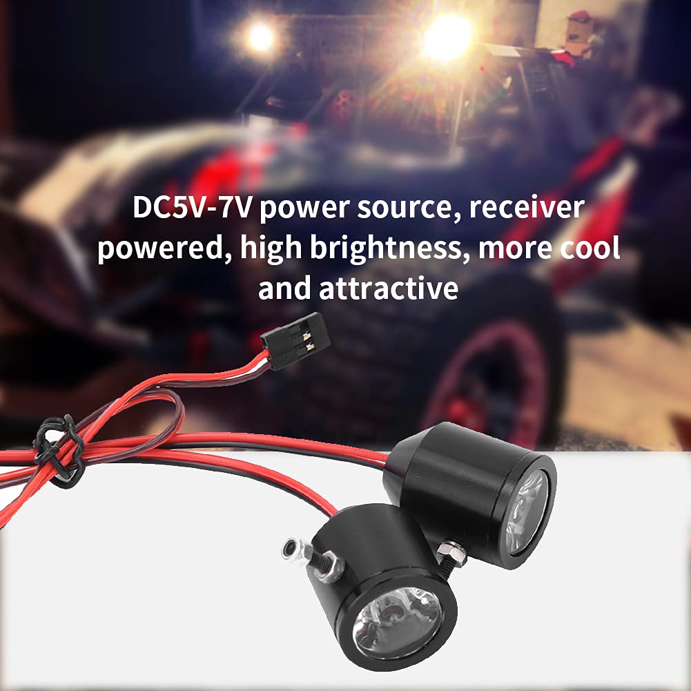 RC LED Light Kit, RC Spotlights 3W Headlight Front Light Searchlights Spare Part LED Light Headlights Replacement Accessory for RC Crawler Car Kids Toy Vehicle(Black)