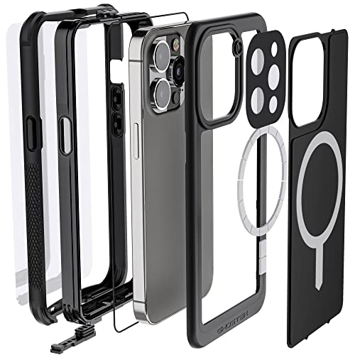 Ghostek NAUTICAL iPhone 13 mini Case Waterproof with Screen Protector, Belt Clip Holster, and MagSafe Magnet Built-in Protective Full Body Cover Designed for 2021 Apple iPhone13mini (5.4 inch) (Black)