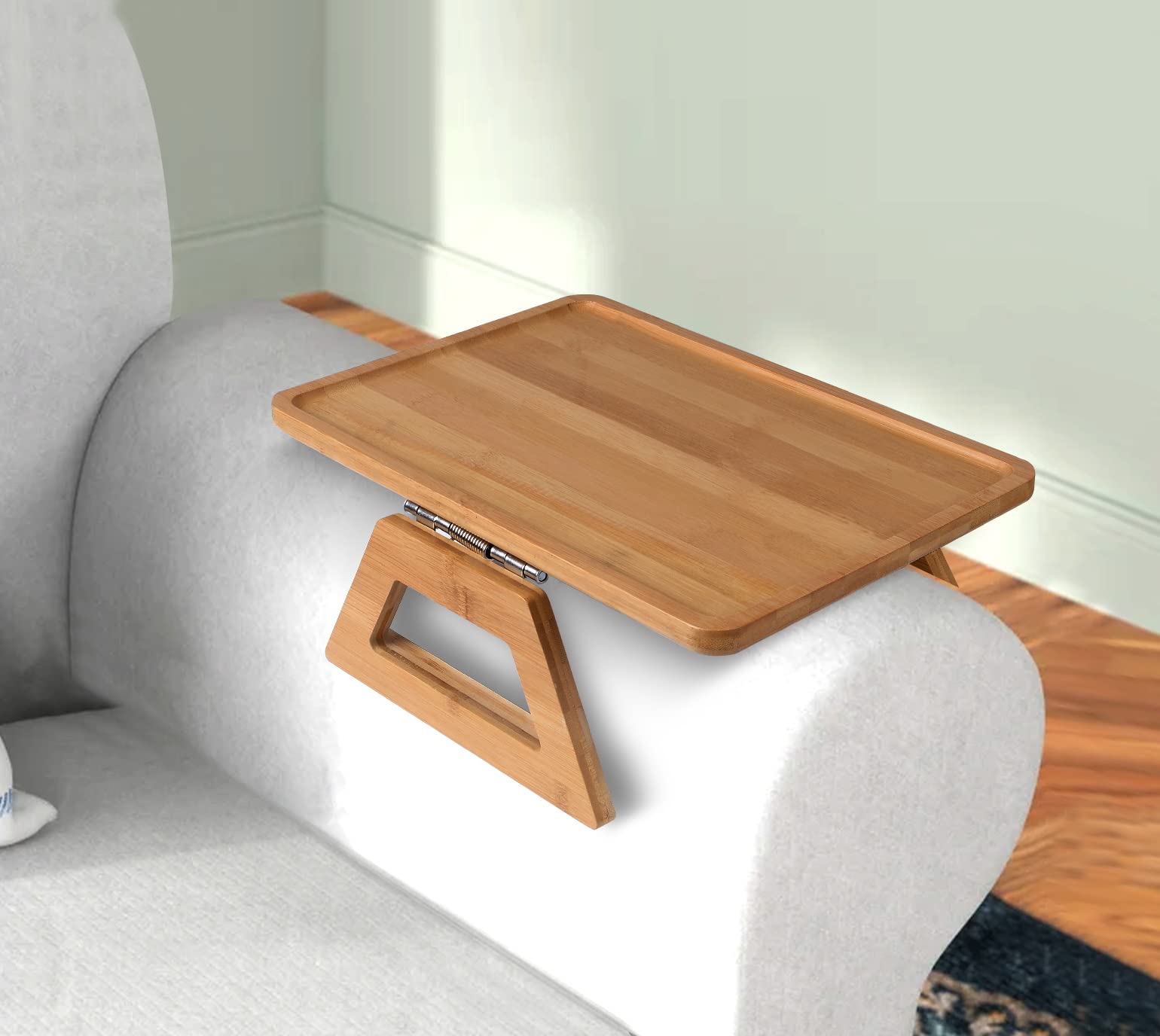Couch Arm Table Couch Clip On Tray, Sofa Armrest Tray for Wide Couch Arm. Couch Arm Tray, Sofa Table Tray, Couch Arm TableAnd Foldable Table, Sofa Arm Tray, Sofa Arm Table (Natural)