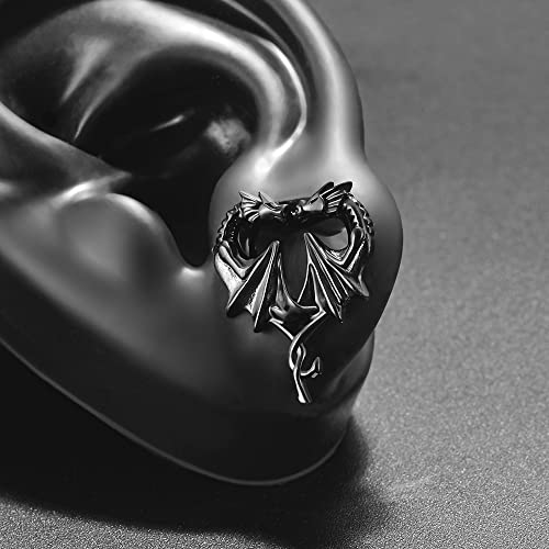 COOEAR Heart Shape Dinosaur Design Gauges for Ear Plug Tunnels Stainless Steel Black Stretchers and Expander Body Jewelry.