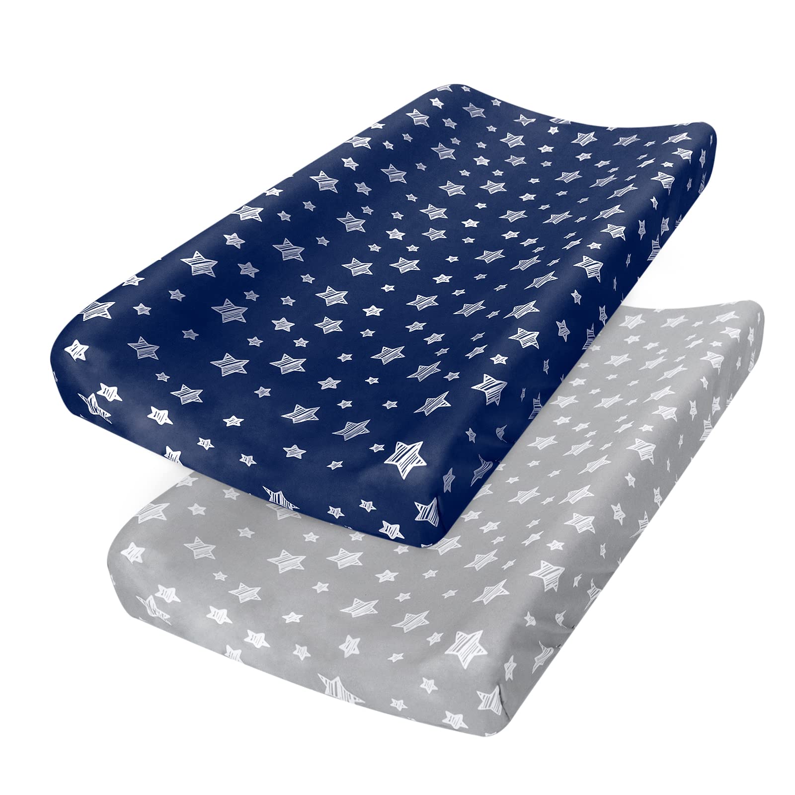 Changing Pad Cover for Boys Girls 2 Pack, Lovely Print Soft Unisex Diaper Change Table Sheets and Diaper Changing Pad Liner Non-Slip